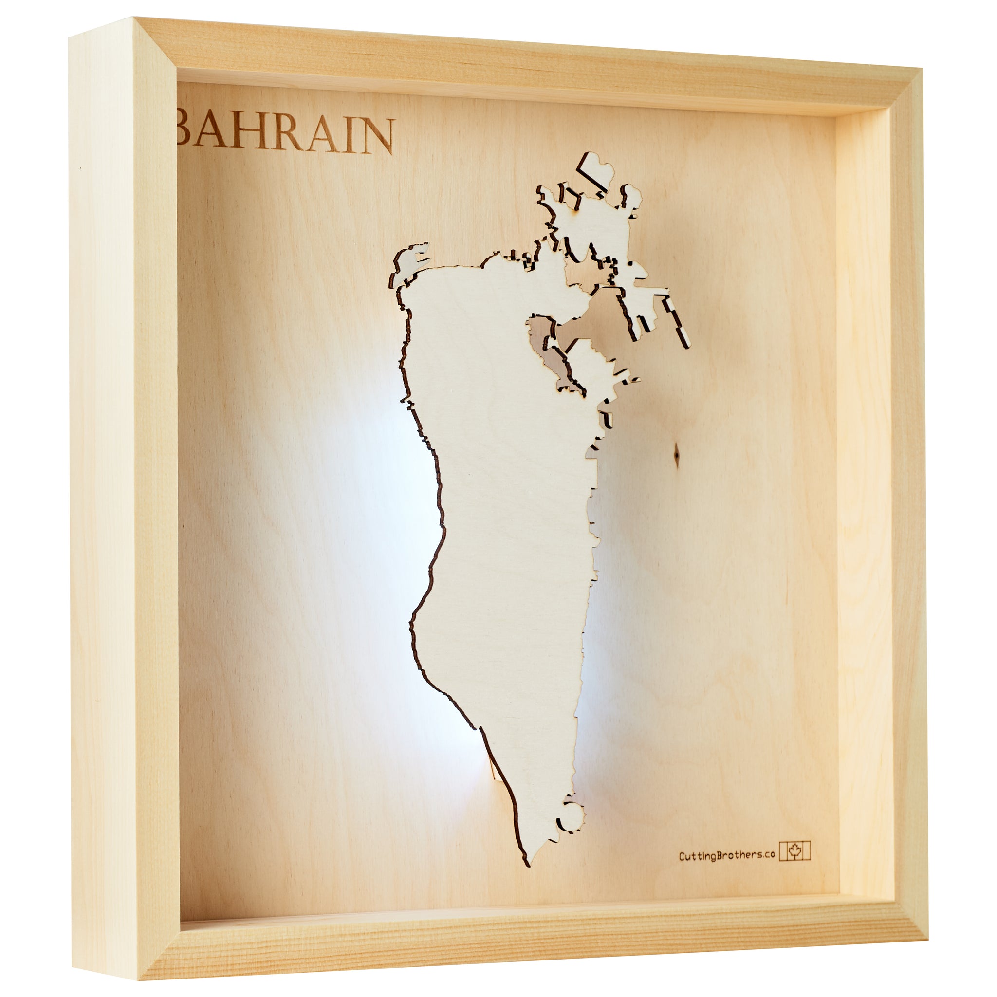 BAHRAIN LED LIGHT WOODEN WALL MAP - Version S