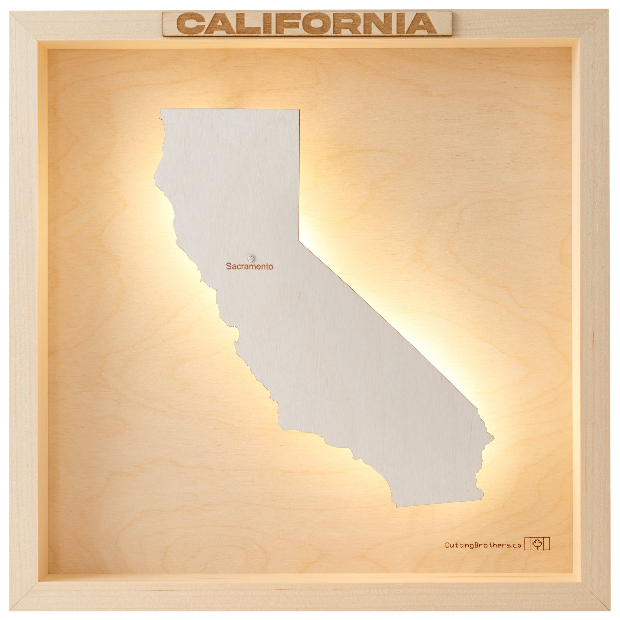 CALIFORNIA LED LIGHT WOODEN WALL MAP - Version S