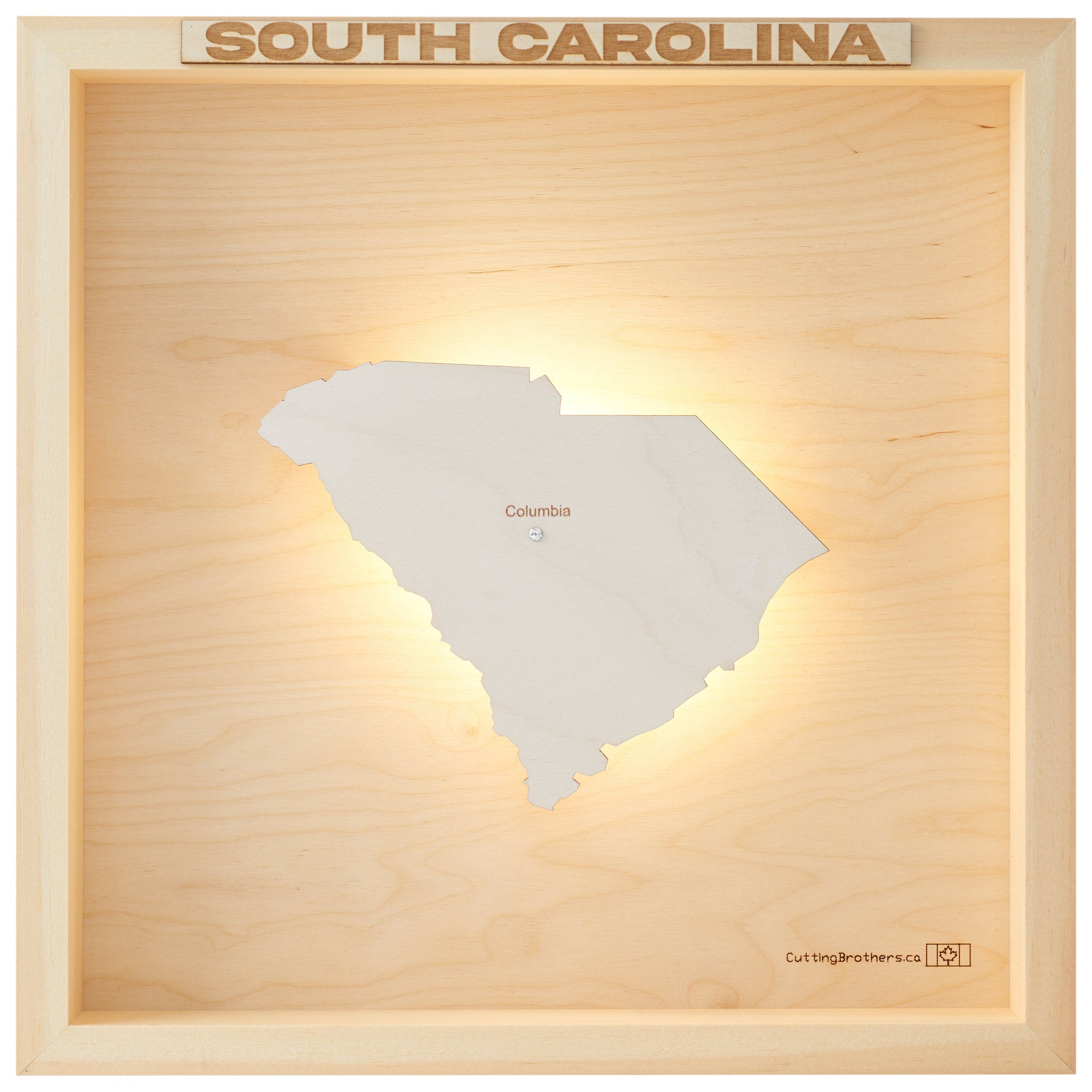 SOUTH CAROLINA LED LIGHT WOODEN WALL MAP - Version S